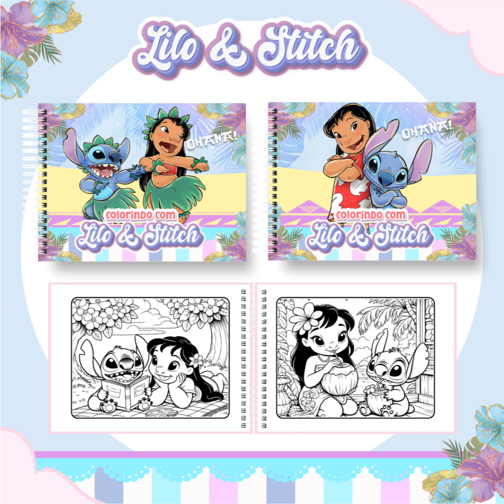 Livro de Colorir Bobbie Goods LILO E STICH 50 Folhas 120 Gramatura ...