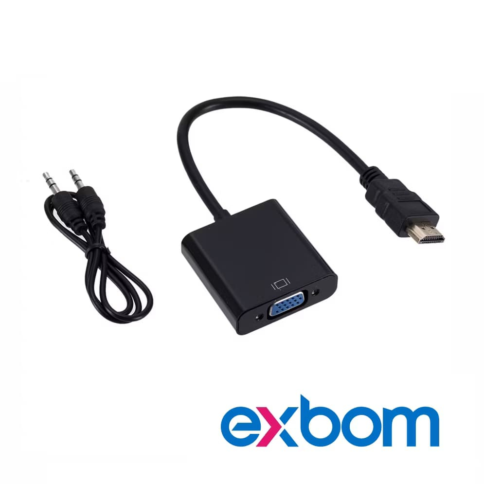 Cabo Conversor Adaptador Hdmi Para Vga Com Saída P2 Áudio Exbom - Envio ...