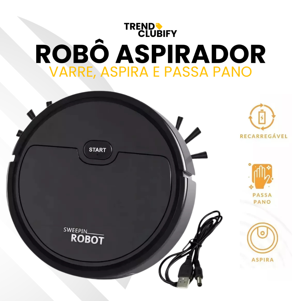 Robô Aspirador 3 em 1 - Varre, Aspira e Passa Pano – Limpeza ...