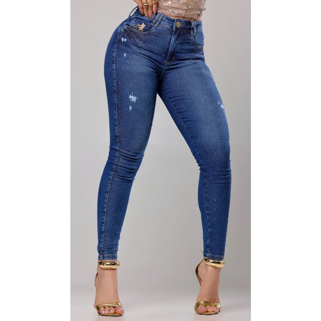 Calça Feminina Rhero Modela Bumbum Bojo Removível Com Pedras | Shopee ...