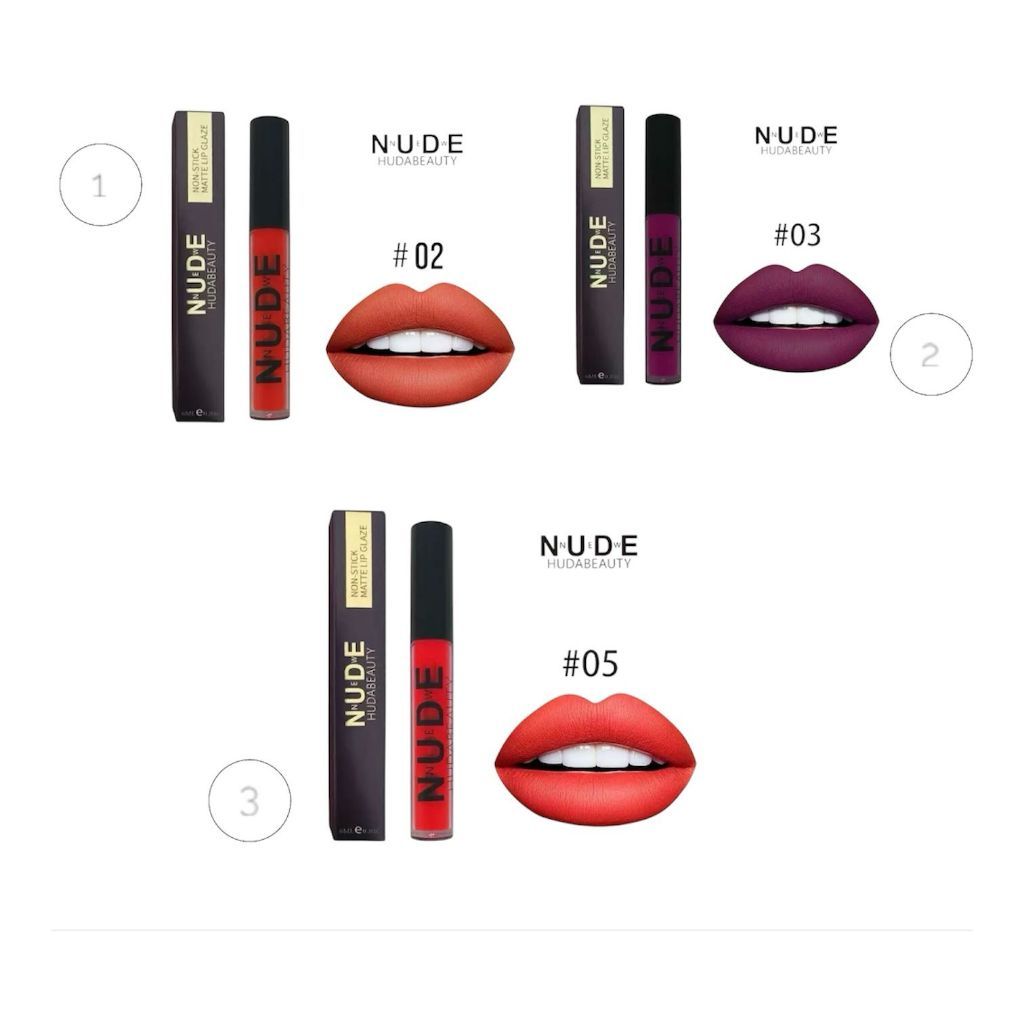 kit3PC de gloss matte labial da HUDA BEAUTY oferece uma textura sedosa ...