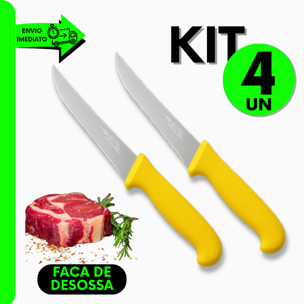 Kit Faca de Desossa Linha Profissional em Aço Inox Para Chef ...