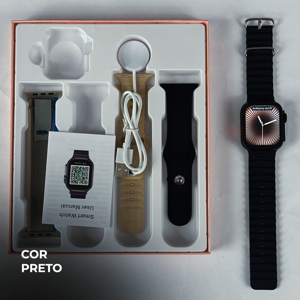 Relógio Smartwatch Ws26 Ultra-2 Mini 42mm | Sport | 4 pulseiras | Preto ...