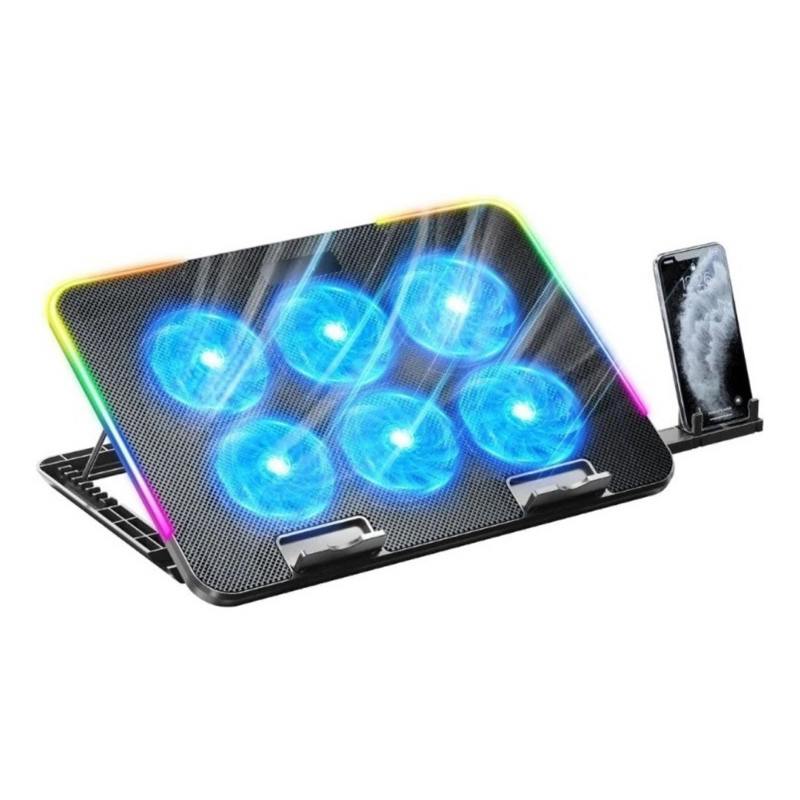 SUPORTE COOLER NOTEBOOK GAMER RGB 6 VENTOINHAS RGB ERGONOMICO 6 FANS ...
