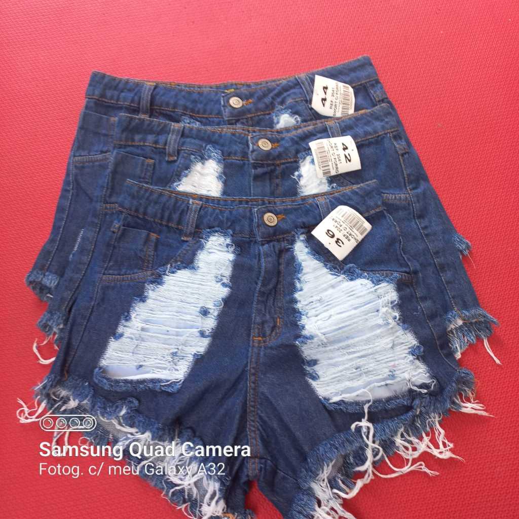 Short Feminino Jeans no estilo Rasgado TENDENCIA Verão | Shopee Brasil