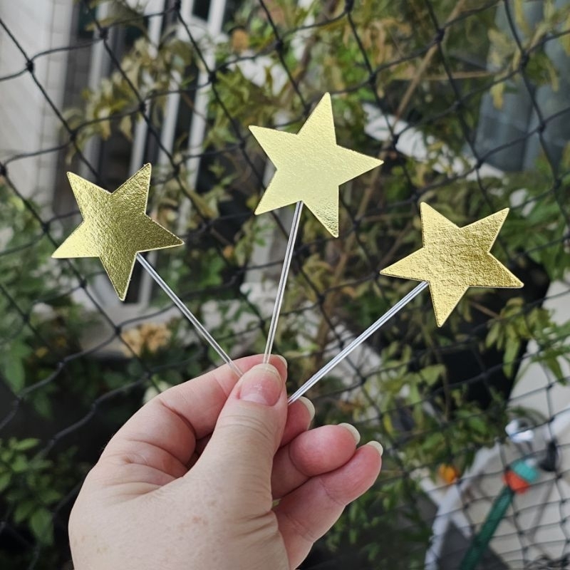 Kit topper estrela para docinhos e cupcakes em papel dourado ou prata ...