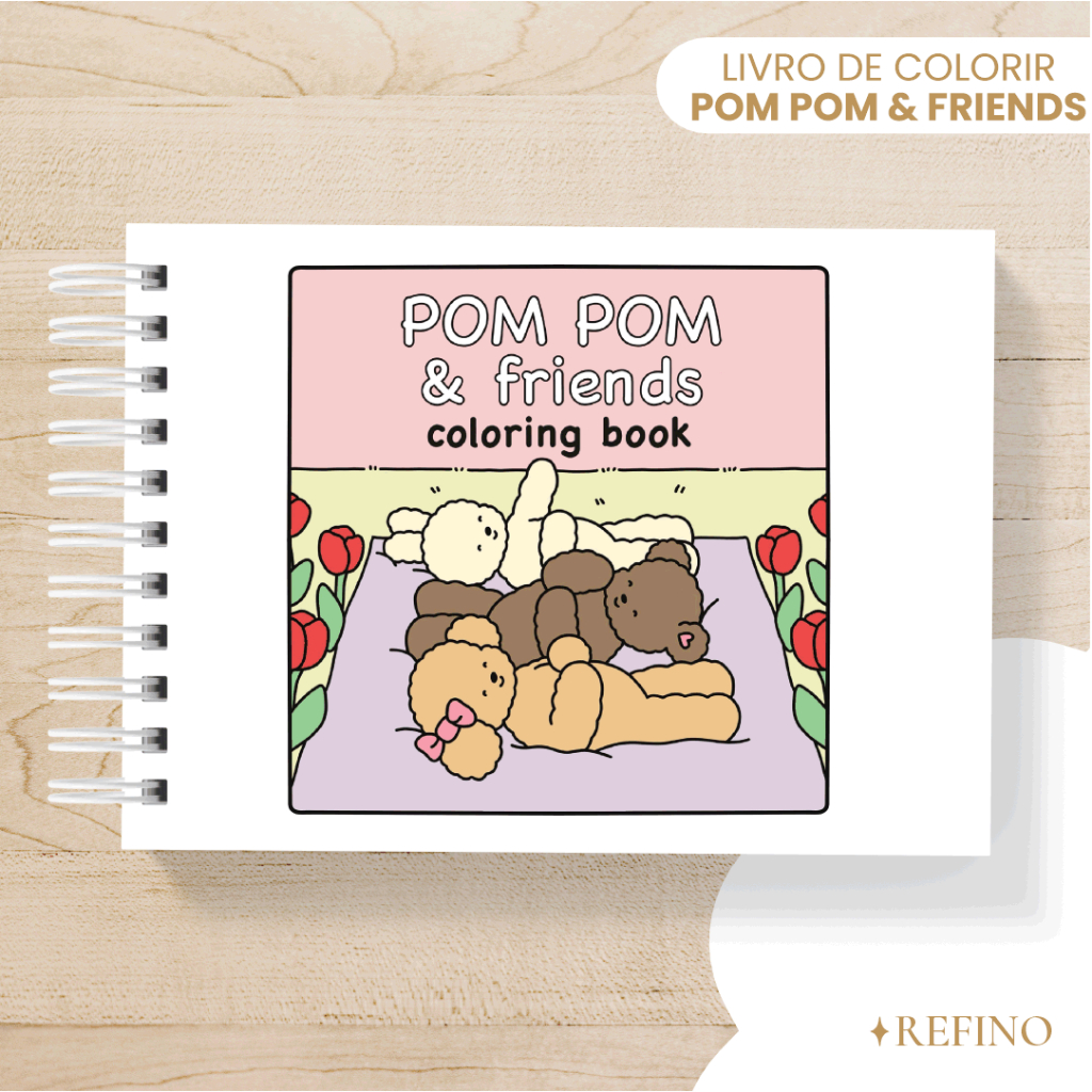 Livro de Colorir POM POM & FRIENDS (Gramatura 180g) CAPA FLEXÍVEL ...