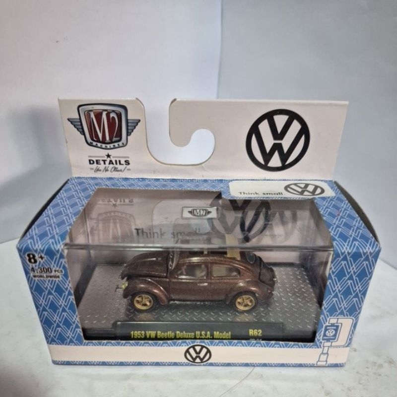 M2 miniaturas 1/64 1953 fusca VW Beetle deluxe USA model abre capo e tampa do motor pneus de ...