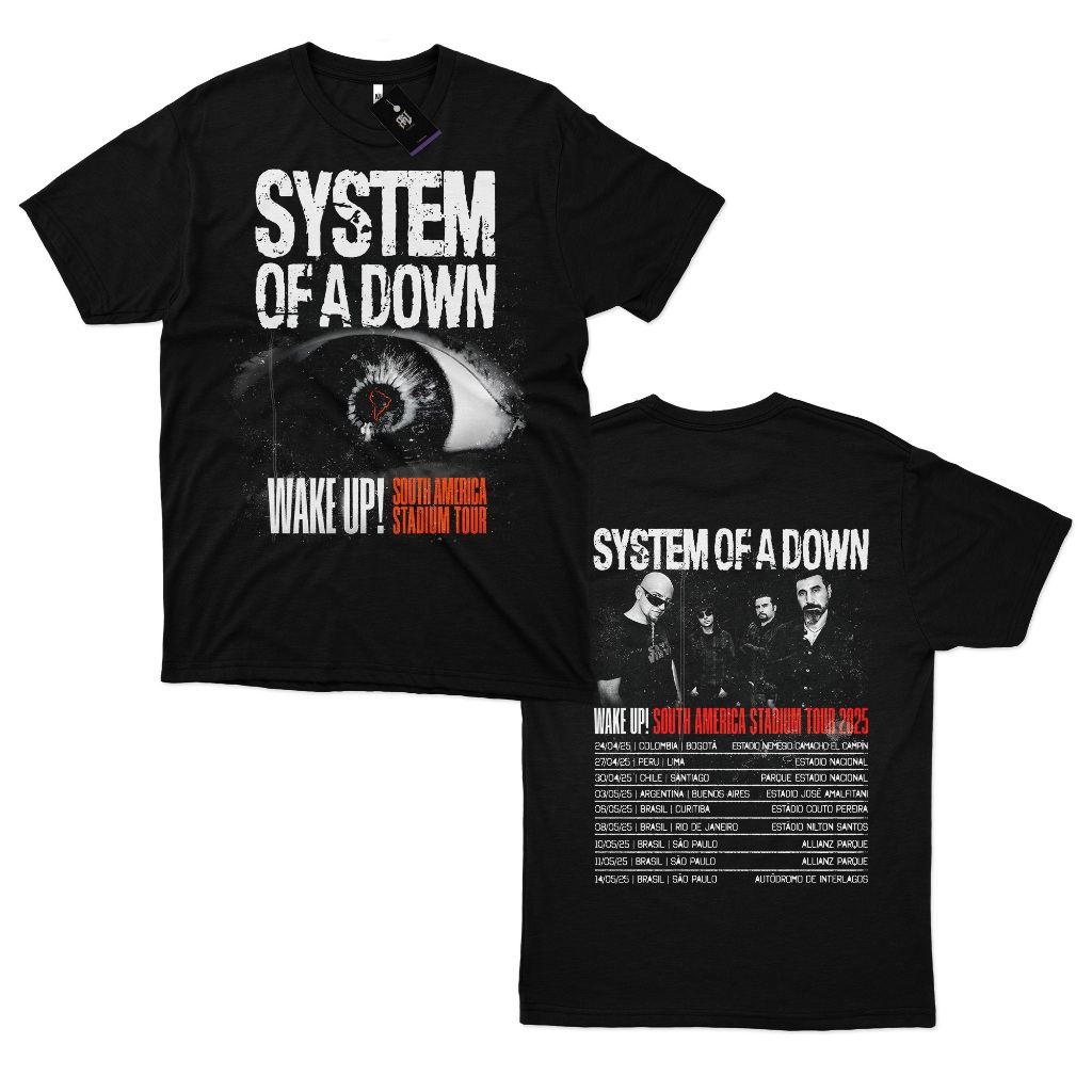 Camiseta System Of A Down Wake Up Tour 2025 Brasil SOAD 100% Algodão ...