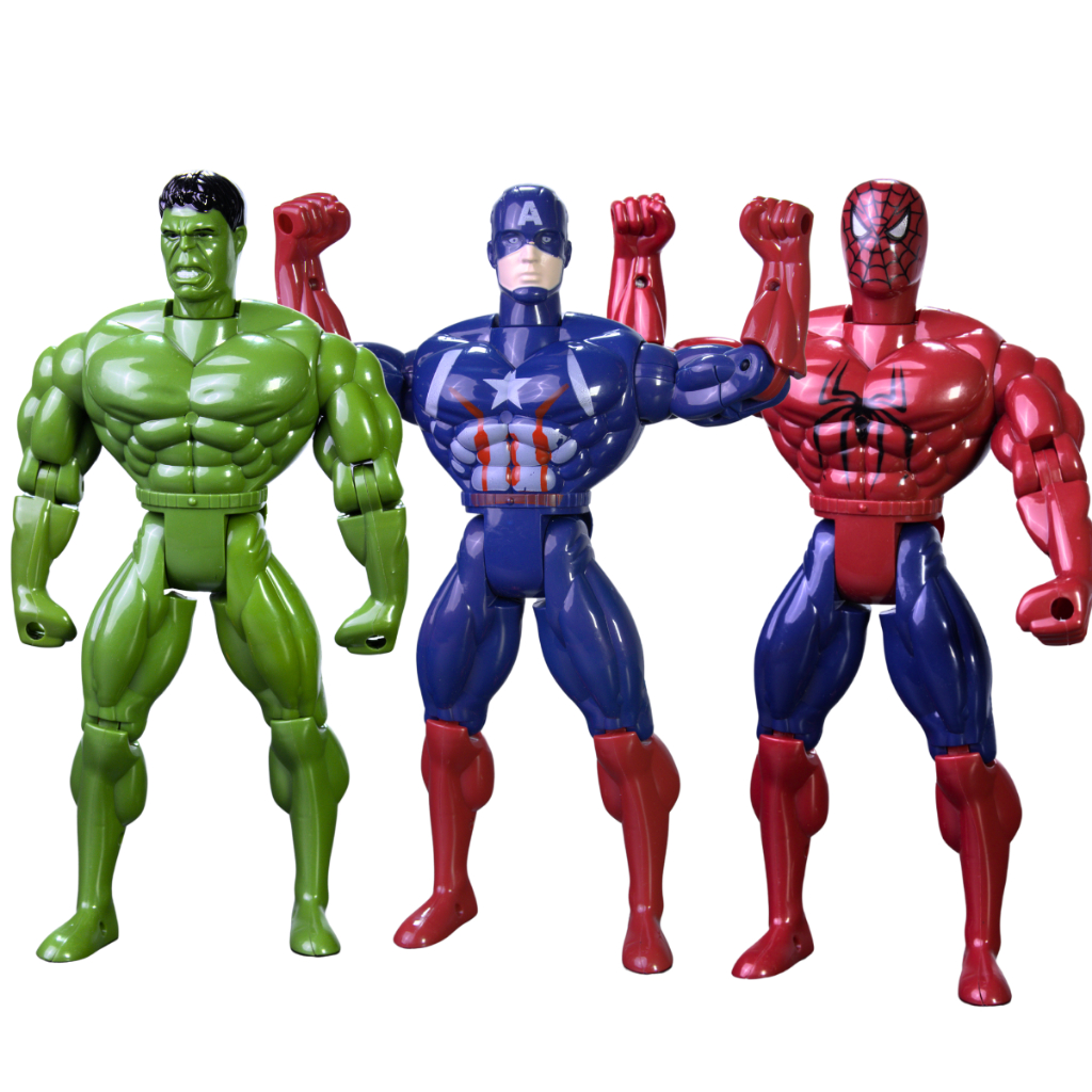 Kit 3 Bonecos Personagem Super Herói Brinquedo Articulável Menino 30cm ...