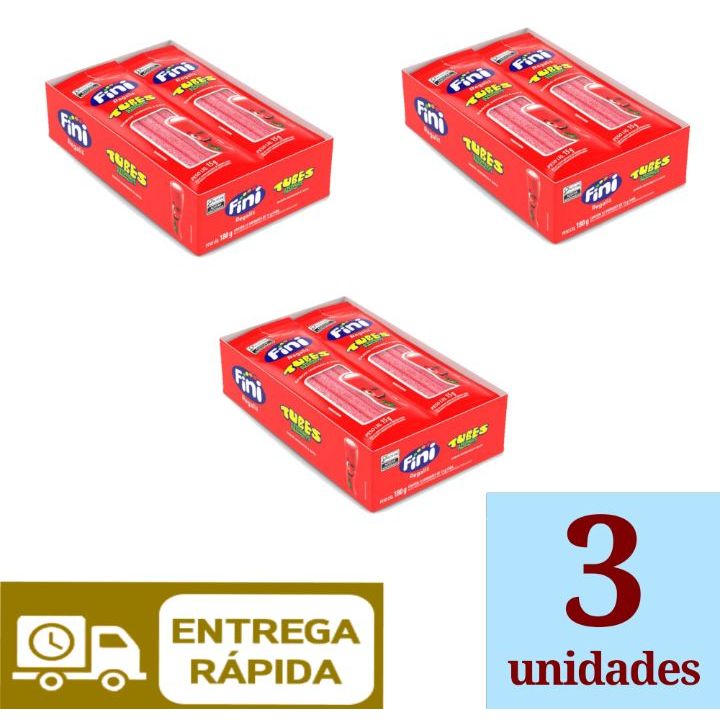 Fini Tubes Azedinho Sabor Morango e Nata 15g caixa c/12 - 3 UND ...