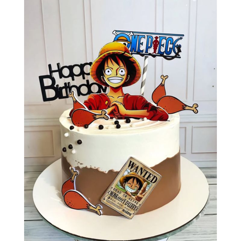 Topo de bolo one peace Happy Birthday pata bolo de 15cm de diâmetro ...