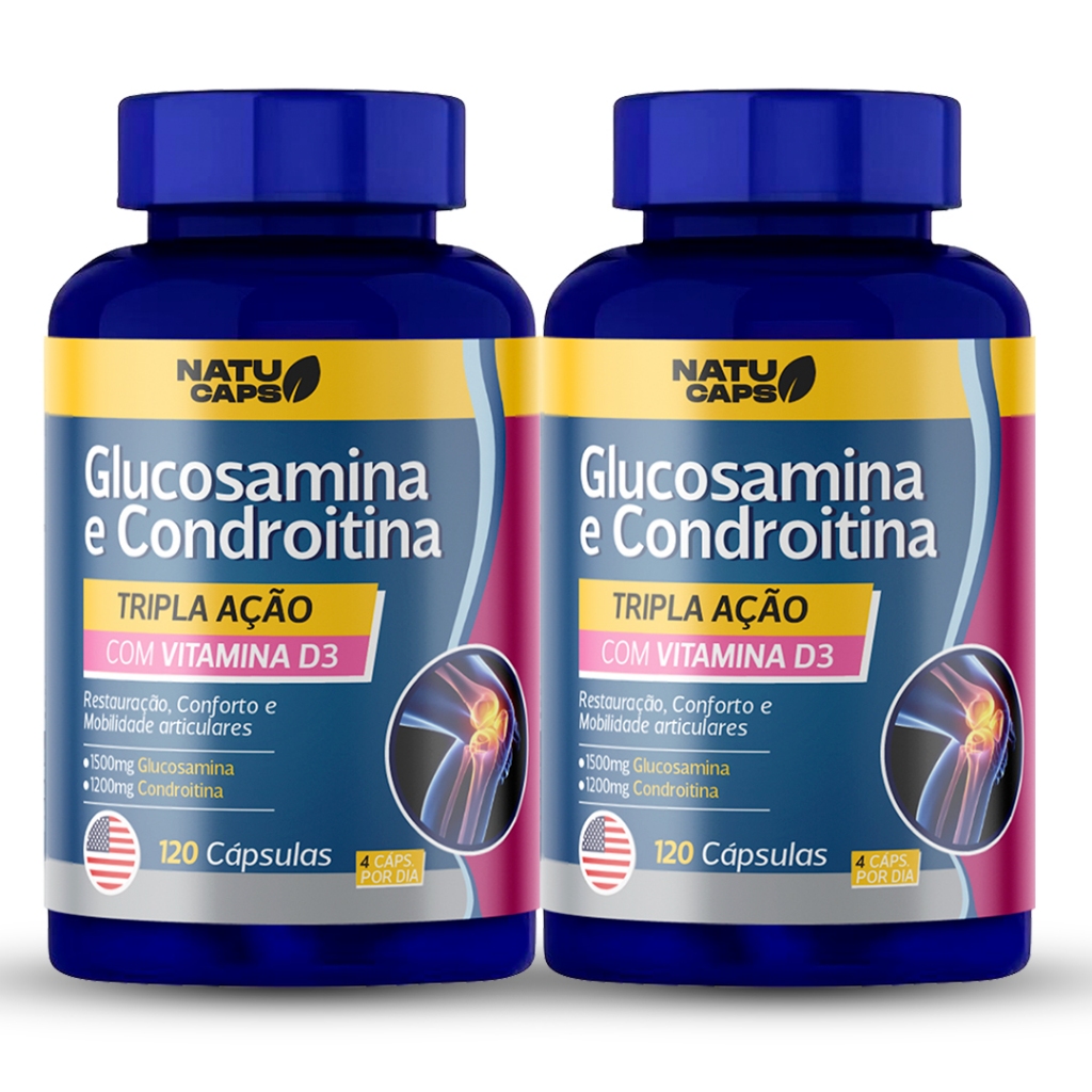 2 Potes de Glucosamina e Condroitina - 120 Cápsulas - Manutenção das ...