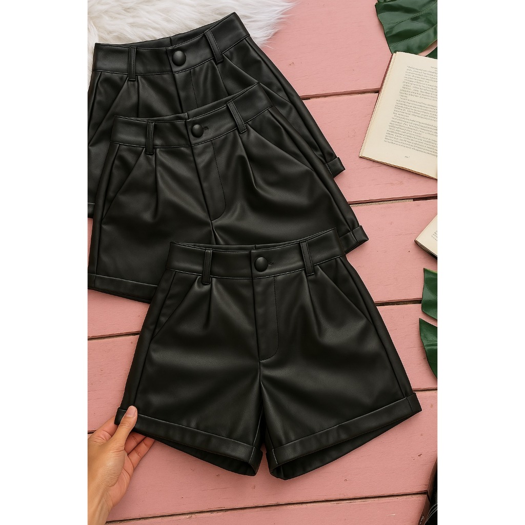 Short Feminino de Couro Sintético, Couro Fake , – Estilo & Conforto ...