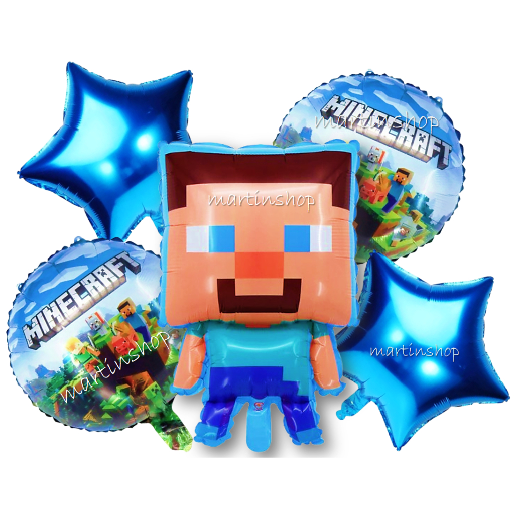 Kit 5 Balão Minecraft Steve Aniversario Festa | Shopee Brasil