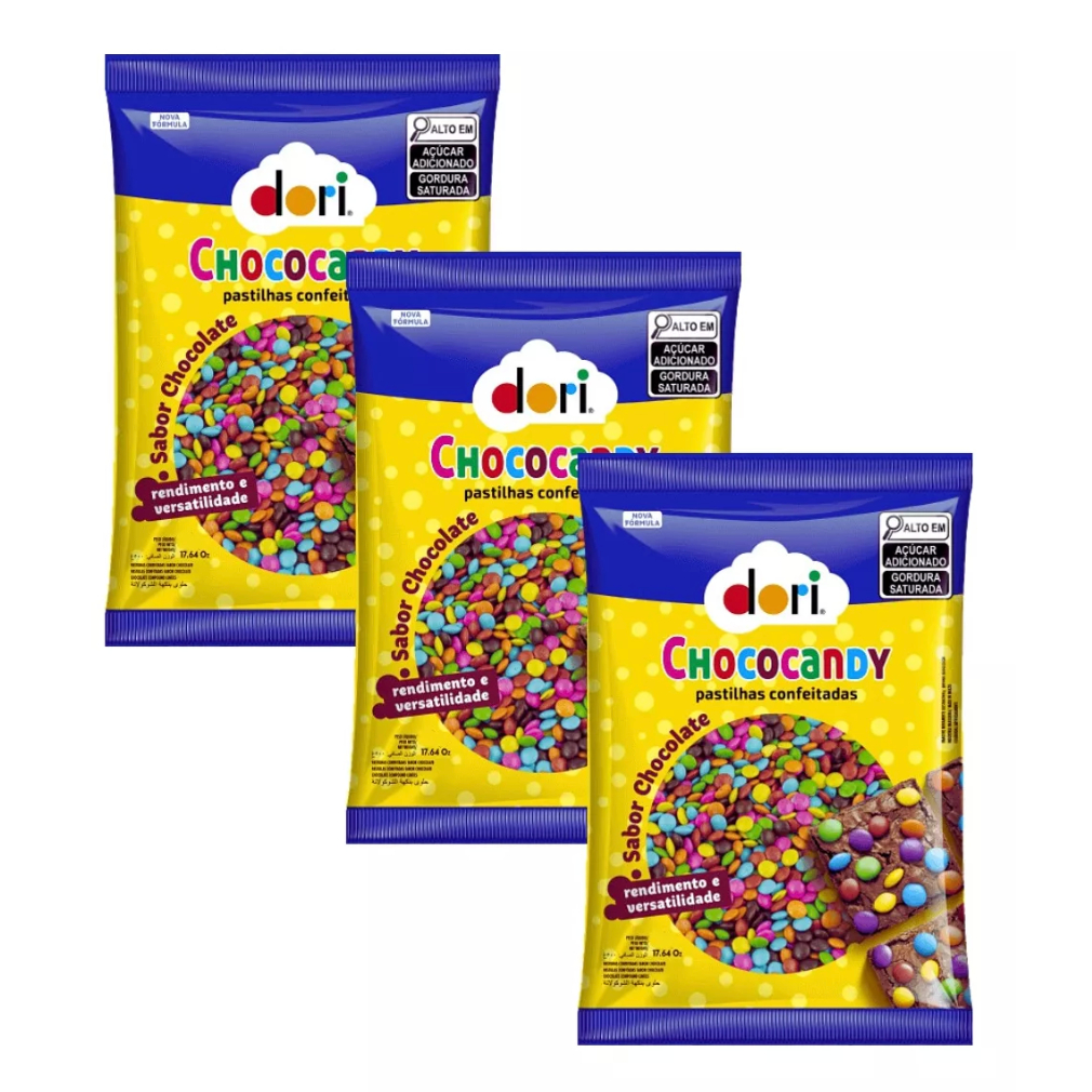 Chocolate Confeito Pastilha Colorido ChocoCandy 1,5 Kg Kit Com 3 ...