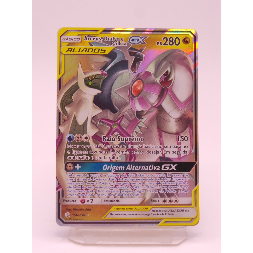 Carta Pokémon Arceus, Dialga e Palkia-GX (156/236) Aliados Original 2019 Nova | Shopee Brasil