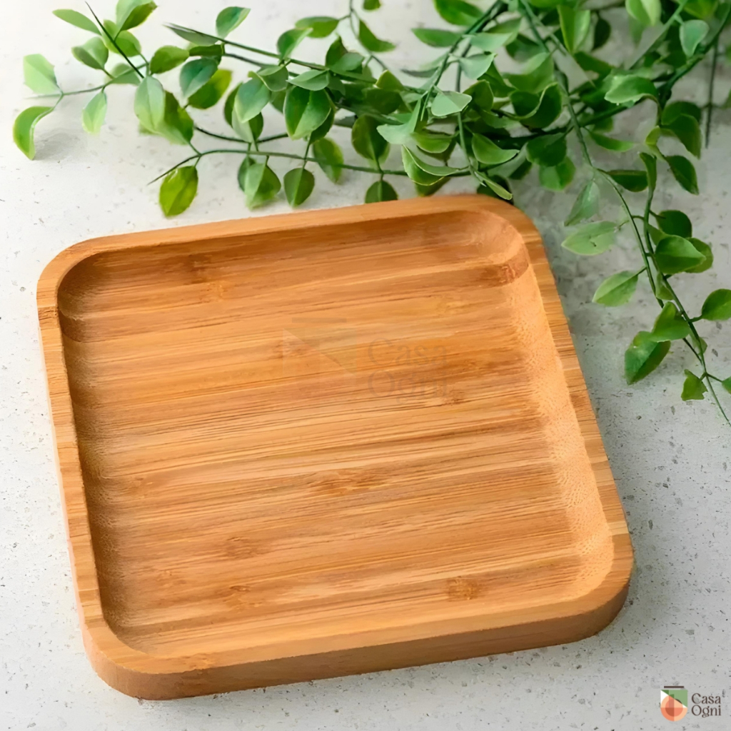 Bandeja de Bambu Pequena Quadrada Natural 17cm para Servir Petiscos ...