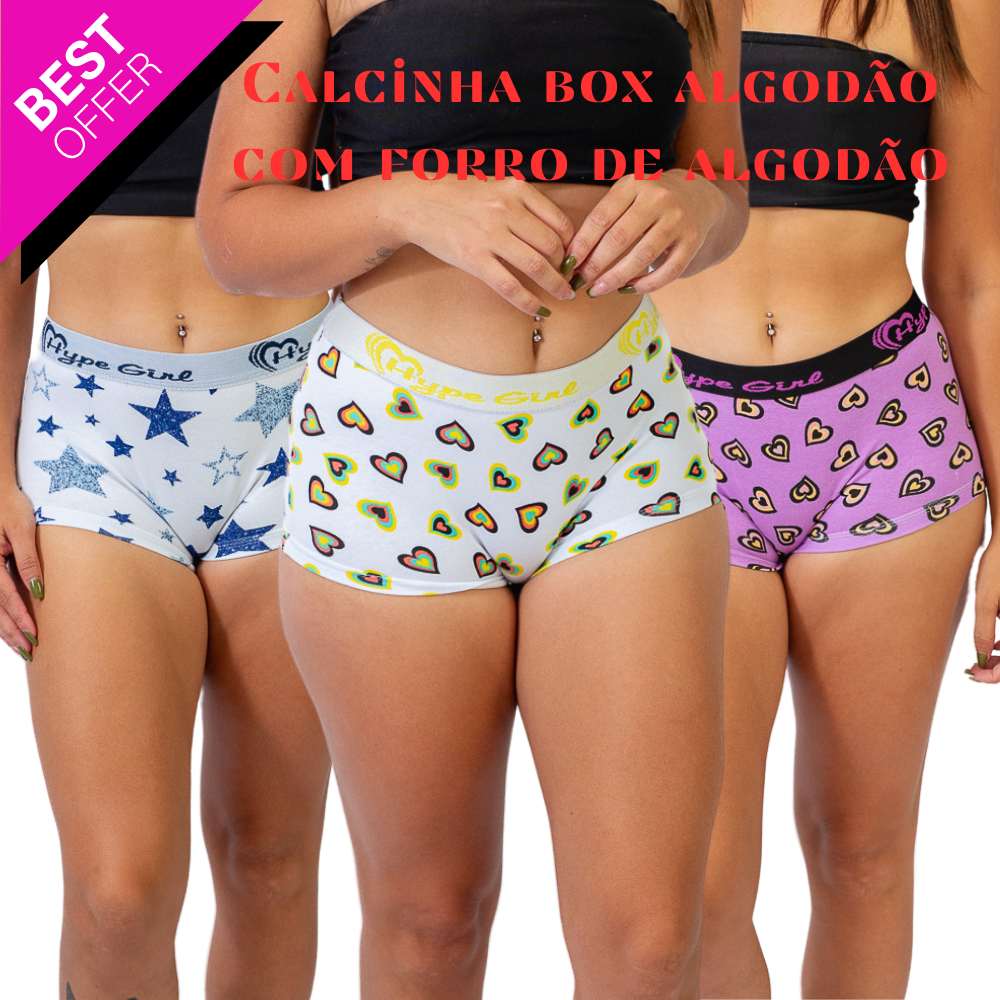 Kit 5 Calcinhas Boxer Feminina Cueca Box Shortinho Feminino de Algodão | Shopee Brasil