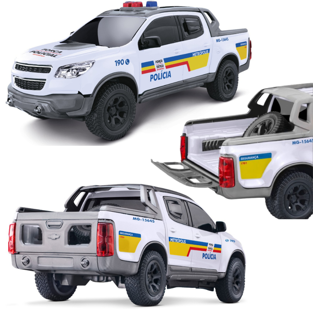 Carrinho Camionete Viatura Pick-up S10 Roma Brinquedos Cor Branca ...