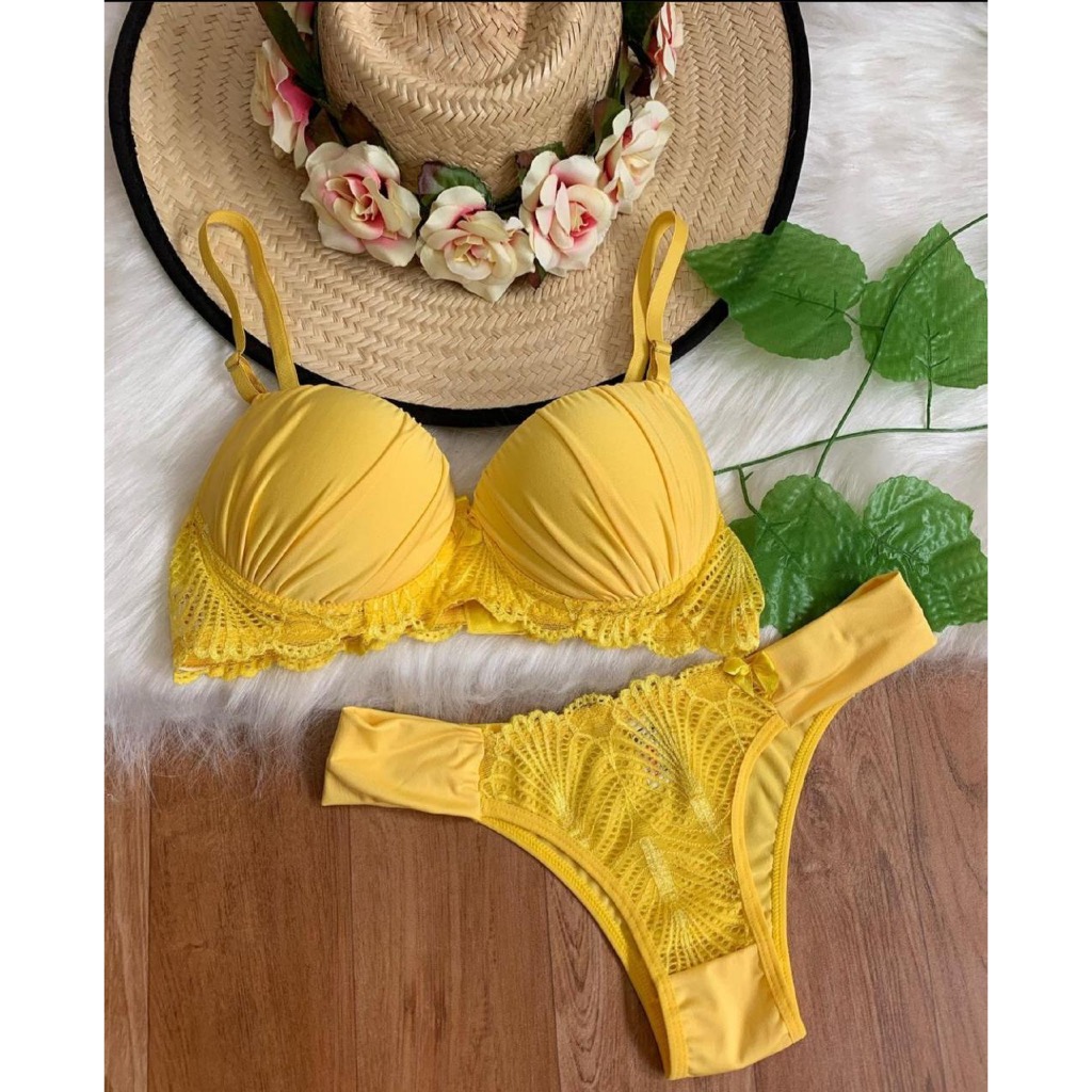lingerie sexy feminina calcinha sutiã, conjunto com bojo renda ...