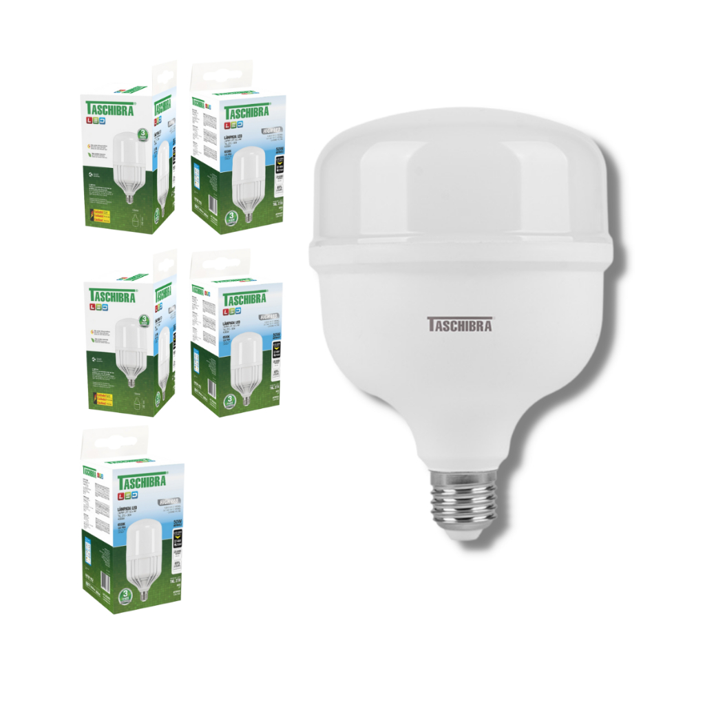 Kit 3 Lâmpadas Led 50w Bulbo E27 6500k Branco Frio Taschibra | Shopee ...