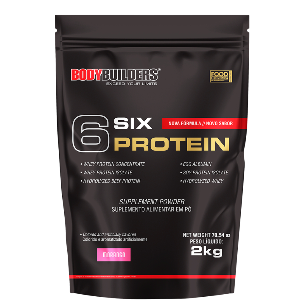 Whey Protein 6 Six Protein Pure 2kg Morango – Bodybuilders | Shopee Brasil