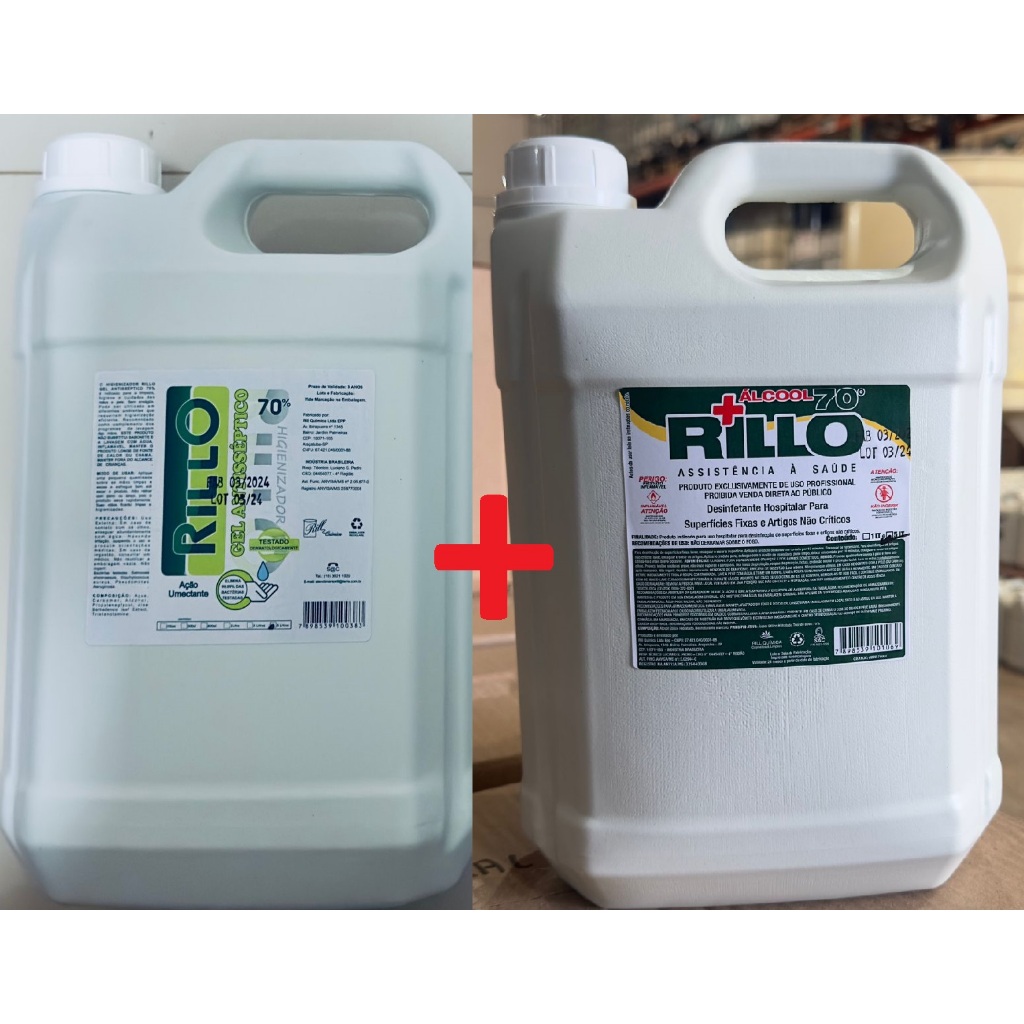 RILLO-KIT-CAIXA-ALC-LIQUIDO-E-GEL-70%-EMBALAGEM DE 5LT-RILLO | Shopee ...