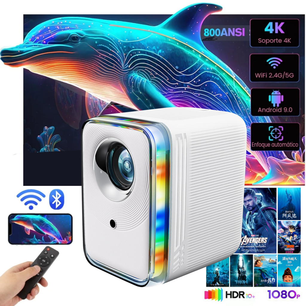 2025 Novo projetor 5G 4K HD 1080p Mobile TV B0X Xbox PS PC WiFi e ...