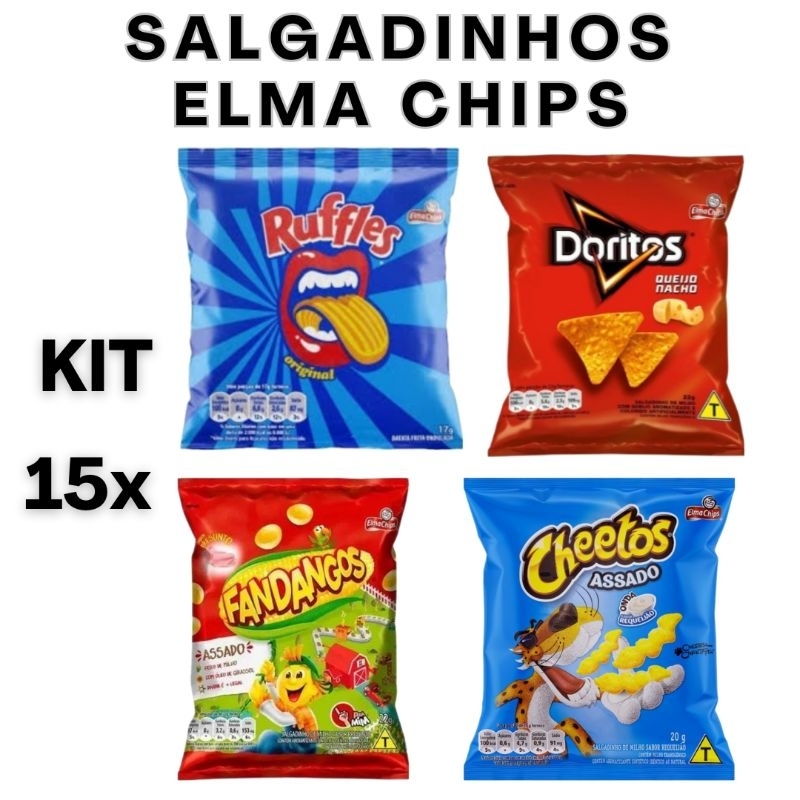 KIT 15x SALGADINHOS SORTIDOS - DORITOS - RUFFLES - CHEETOS - FANDANGOS | Shopee Brasil
