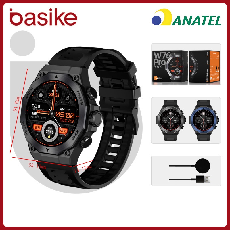 Basike Relógio Smartwatch Men Esportivo Pro Max Ultra Amoled Ip67 W76 | Shopee Brasil