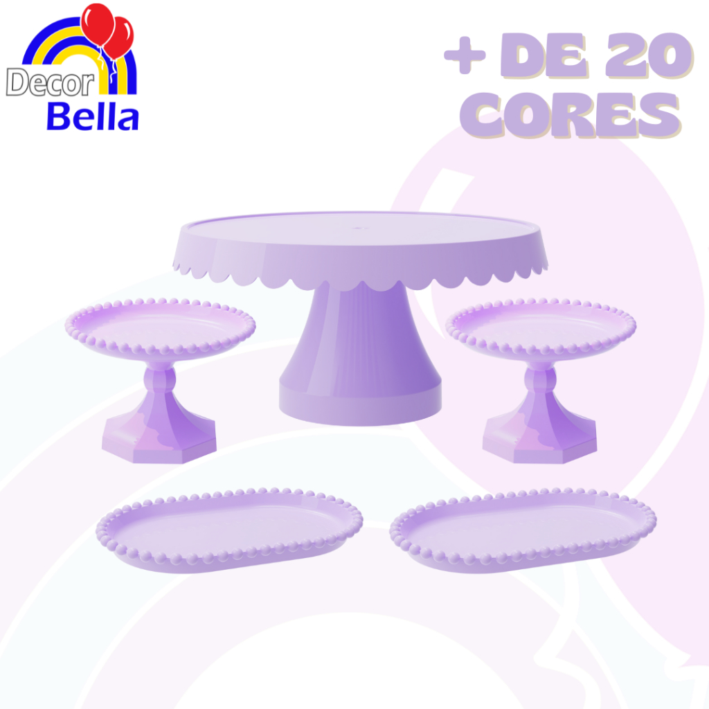 Kit festa com 1 boleira popi plus, 2 bandejas pérola e 2 mini boleira ...