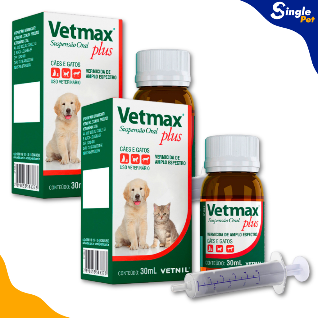 Vetnil Vetmax Plus Suspensão Oral Vermífugo Vermicida Para Cães E Gatos ...