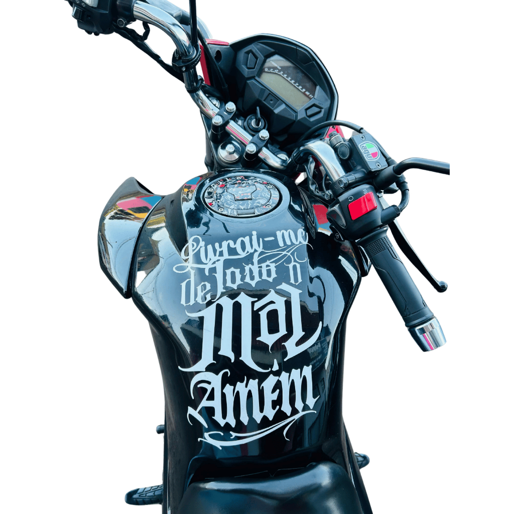Adesivo Frase para Tanque de moto Livrai-me de todo mal Amém | Shopee Brasil