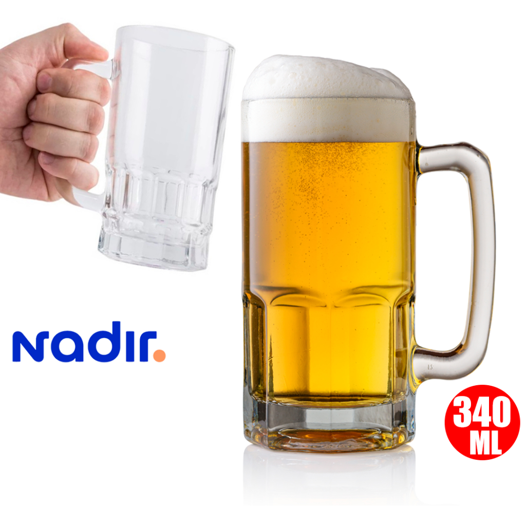 Caneca de Chopp Bristol 340ML Vidro Resistente Duralex Cerveja Suco Bar Buffet Nadir ...