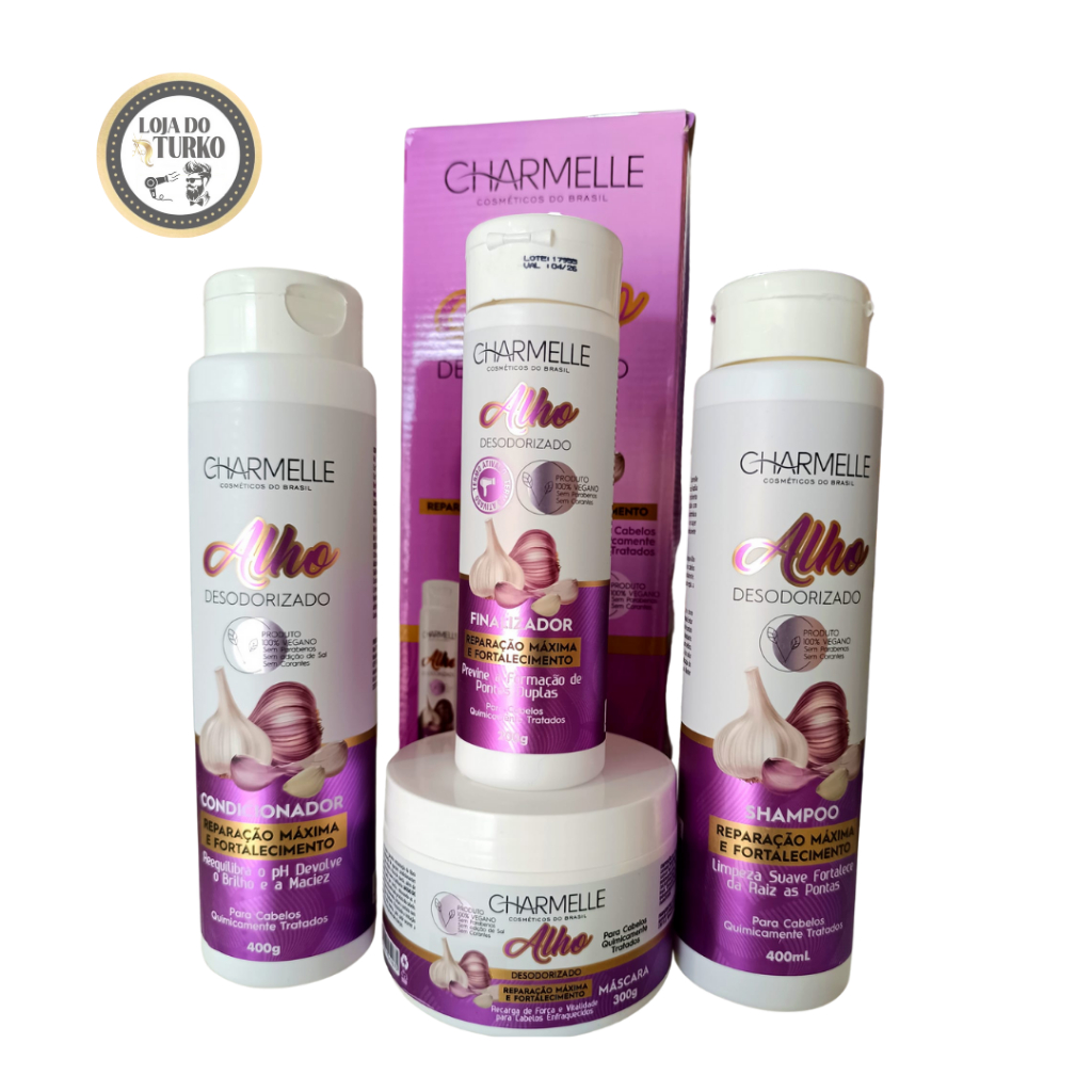 KIT ALHO DESODORIZADO - CHARMELLE 4 ITENS - FORTALECIMENTO CAPILAR ...