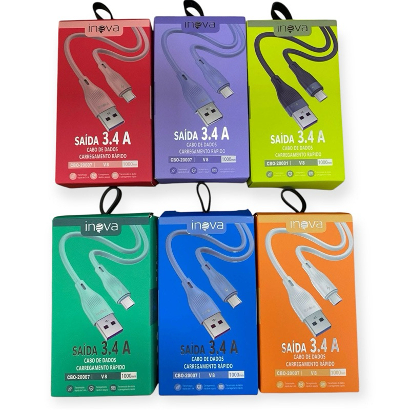 kit 10 cabos atacado tipo c cabo para carregar celular Android original inova | Shopee Brasil