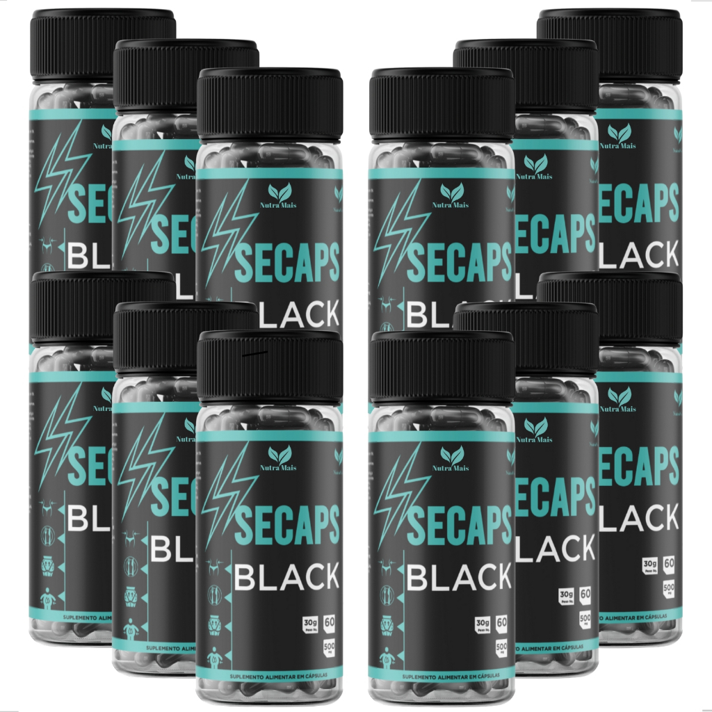 Kit 12 Secaps Black Original Detox Com Nota Fiscal e Garantia Secap | Shopee Brasil