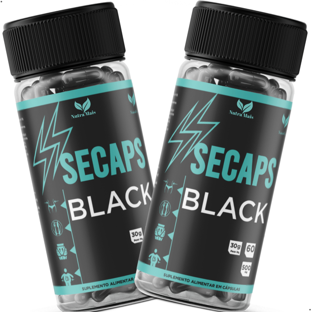Kit 2 Secaps Black Original 2 Potes 60 Cápsulas Cada Secaps Max Black ...