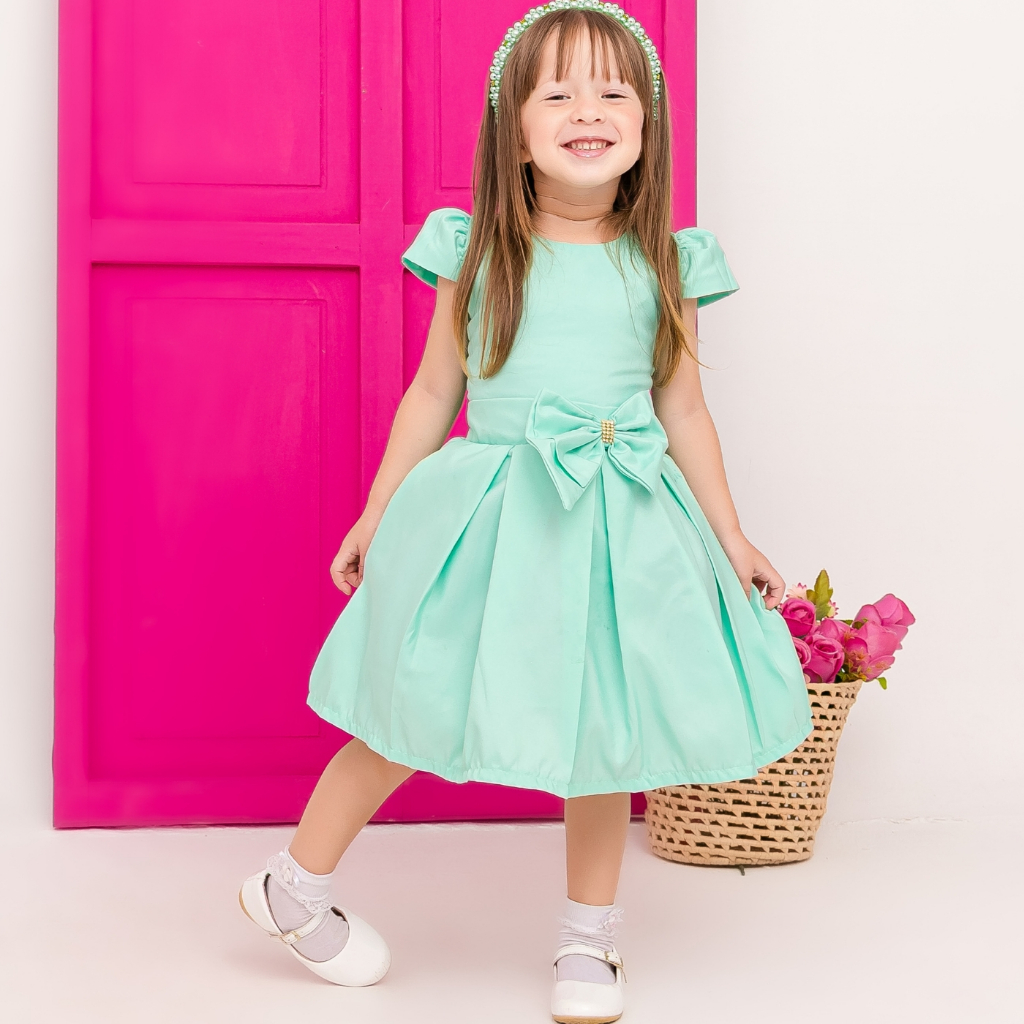 vestido infantil verde claro bebê roupa de menina para festa casual ...