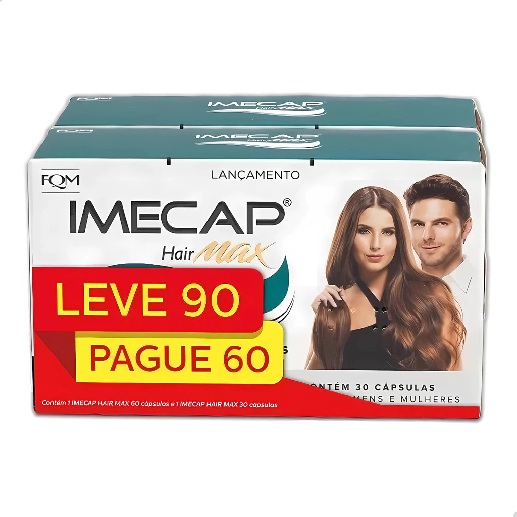 Kit Imecap Hair Max Leve 90 Pague 60 Cabelos e Unhas!!! | Shopee Brasil