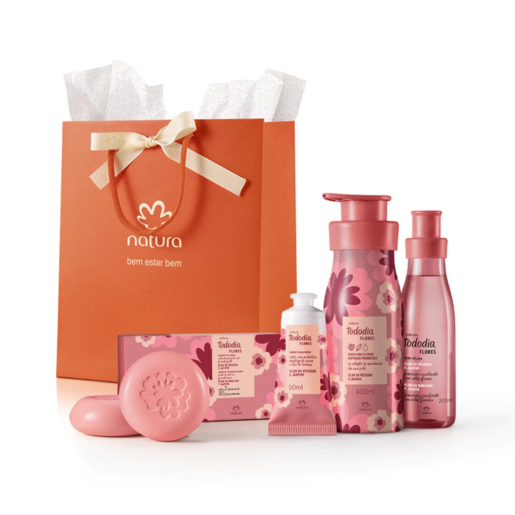 Presente Natura Tododia Flores (4 produtos) Flor de Pêssego e Jasmim | Shopee Brasil