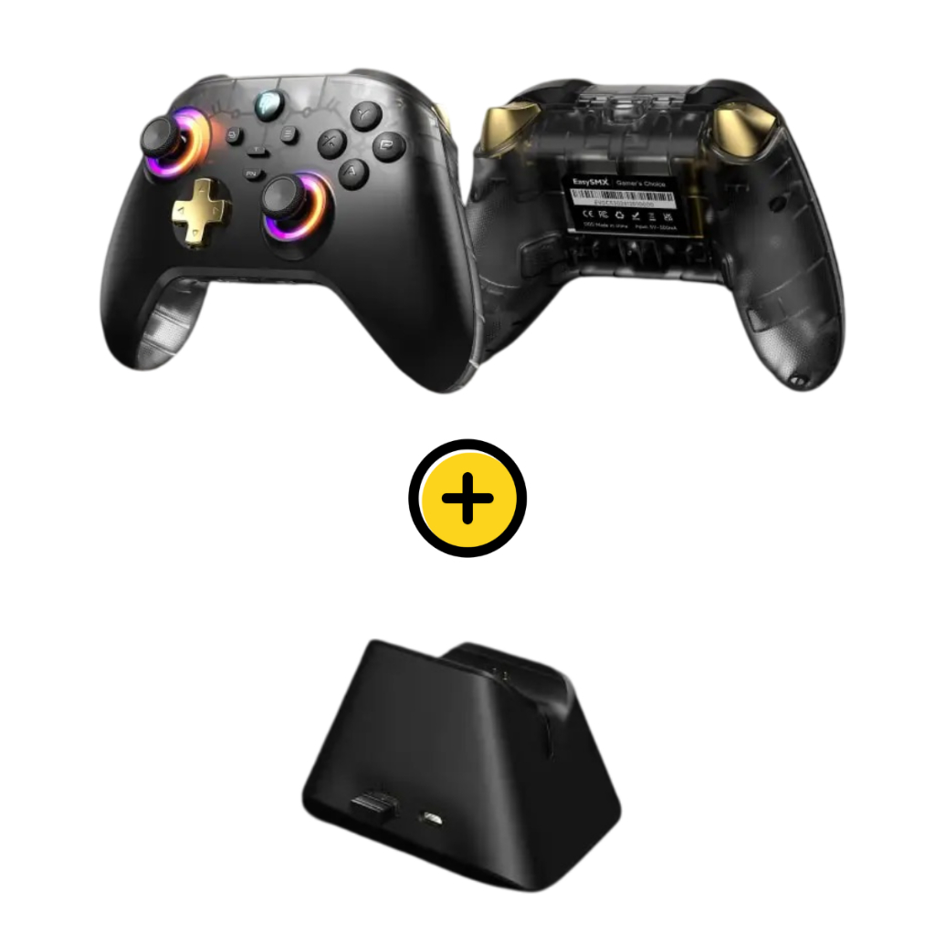 Controle Sem Fio Joystick Easy smx D05 Rgb base de carregamento botões Hall Effects 1000hz Rgb ...