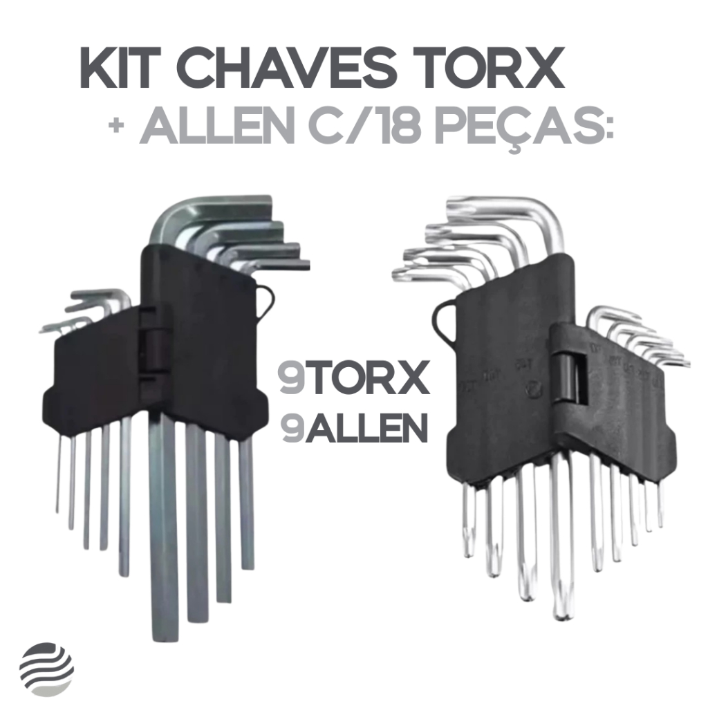 Kit Chave Torx + Chave Allen Curta 18 Pçs Aço Cromo Vanadium Jogo ...