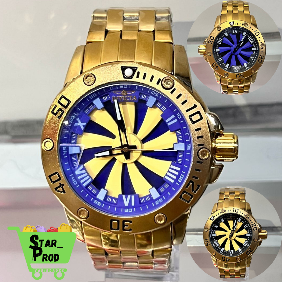 Relógio invicta Speedway Turbine Dourado Masculino a prova d'agua ...