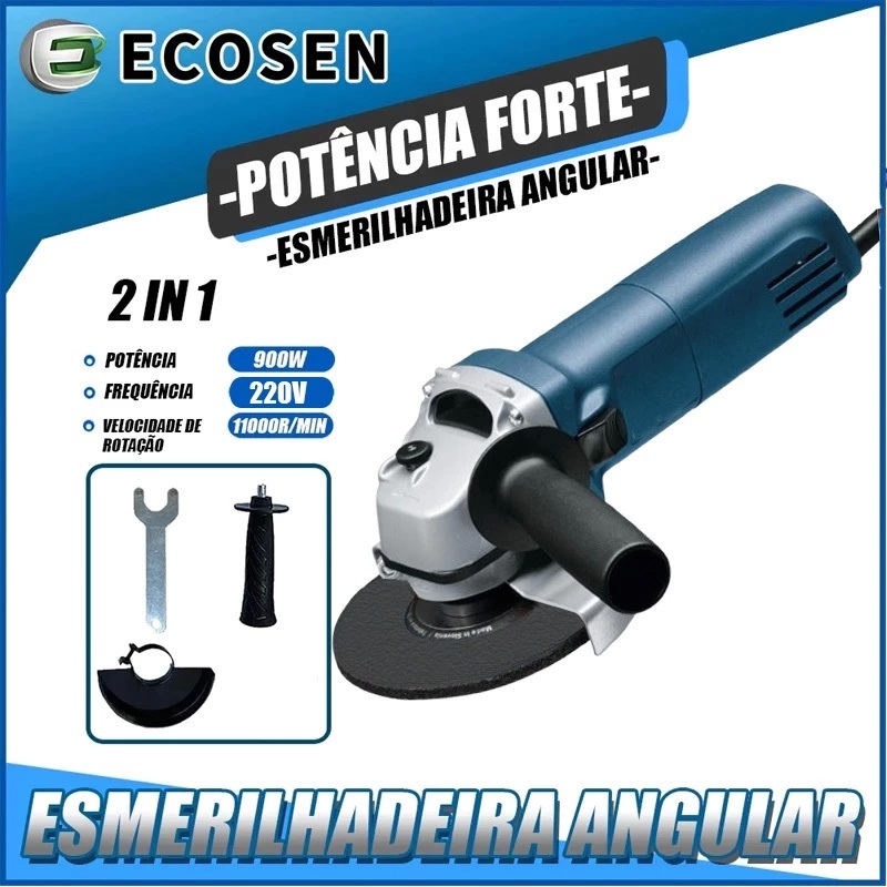Esmerilhadeira Lixadeira Angular 900w 115mm 4.1/2 11000rpm Ecosen ...
