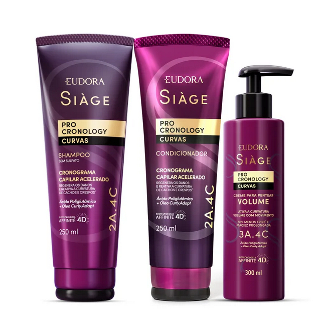 Eudora Combo Siàge Pro Cronology Curvas: Shampoo 250ml + Condicionador ...