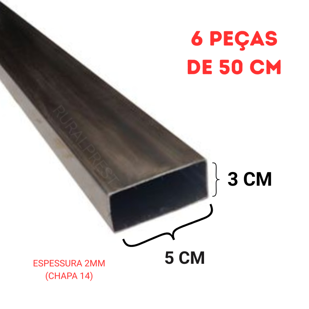 METALON 50X30 MM (30 X 50 MM) - AÇO CHAPA 14 (2MM DE ESPESSURA) - KIT 6 ...