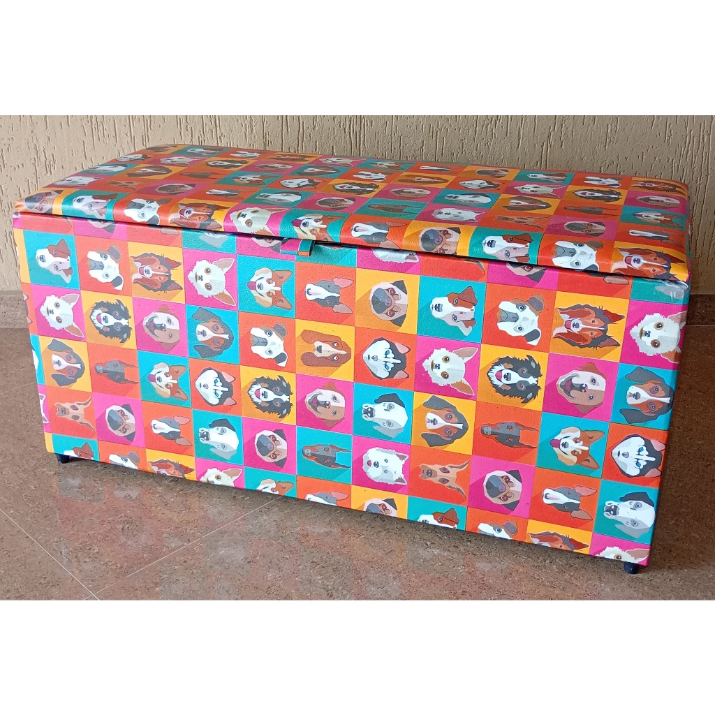 Puff PETS Bau Decorativo MULTIUSO Porta Objetos sapateira 90 x 40 x 40 ...