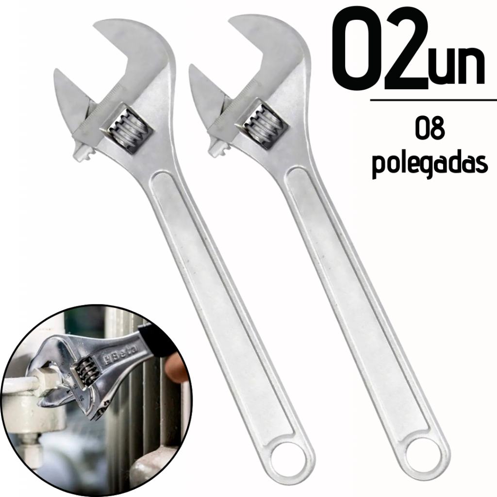 Kit 2 Chave Inglesa Ajustavel 8 Boca 0-24mm Ferramentas Chaves | Shopee ...